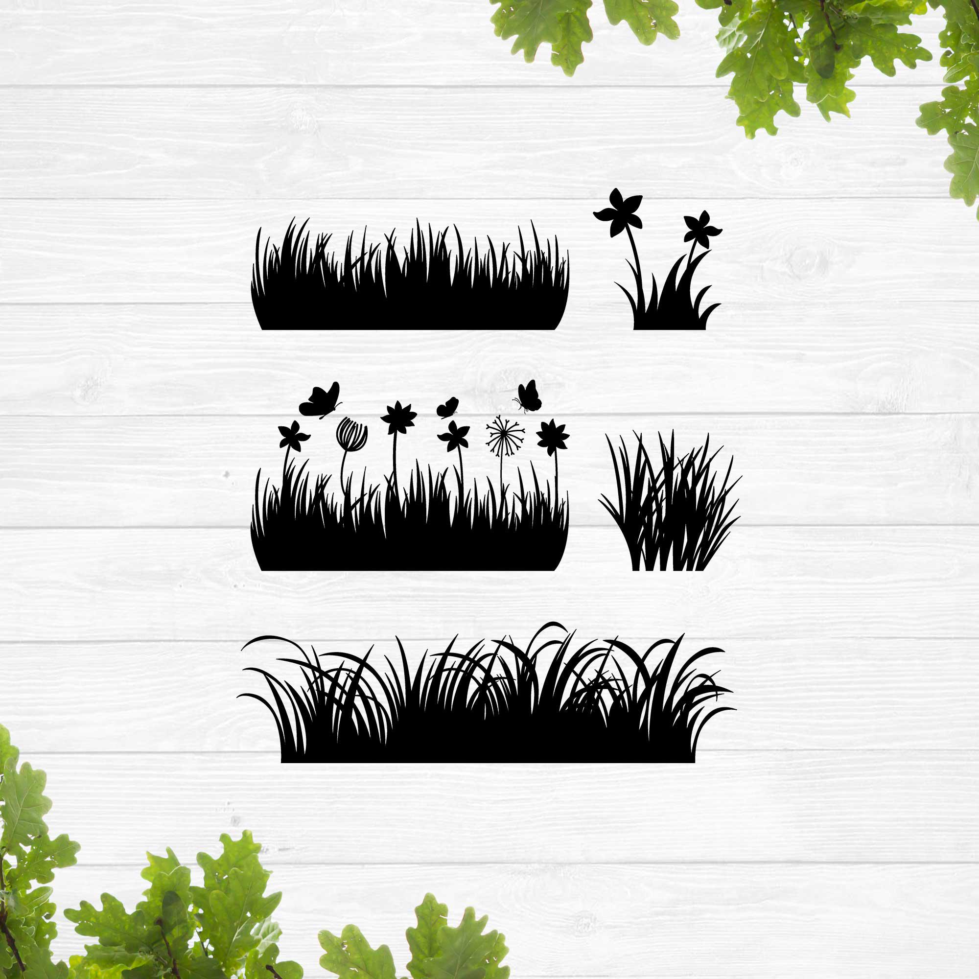 Grass Border Svg, Grass With Flowers Svg, Grasses Svg, Wild Grass Svg ...