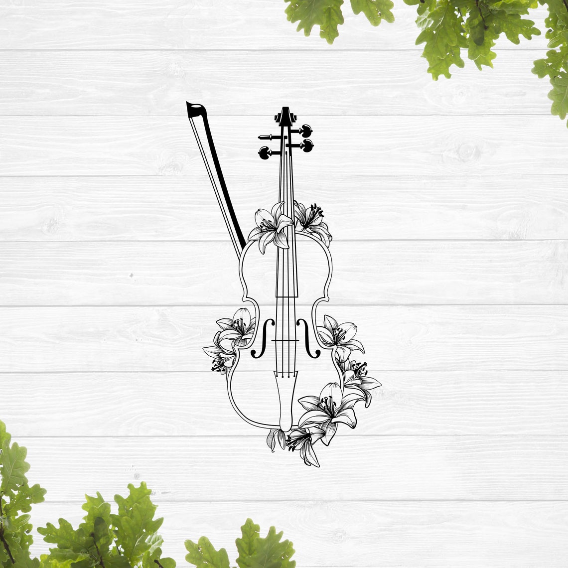 SVG Floral Violin Svg Violin With Lily Flowers Svg Violin - Etsy