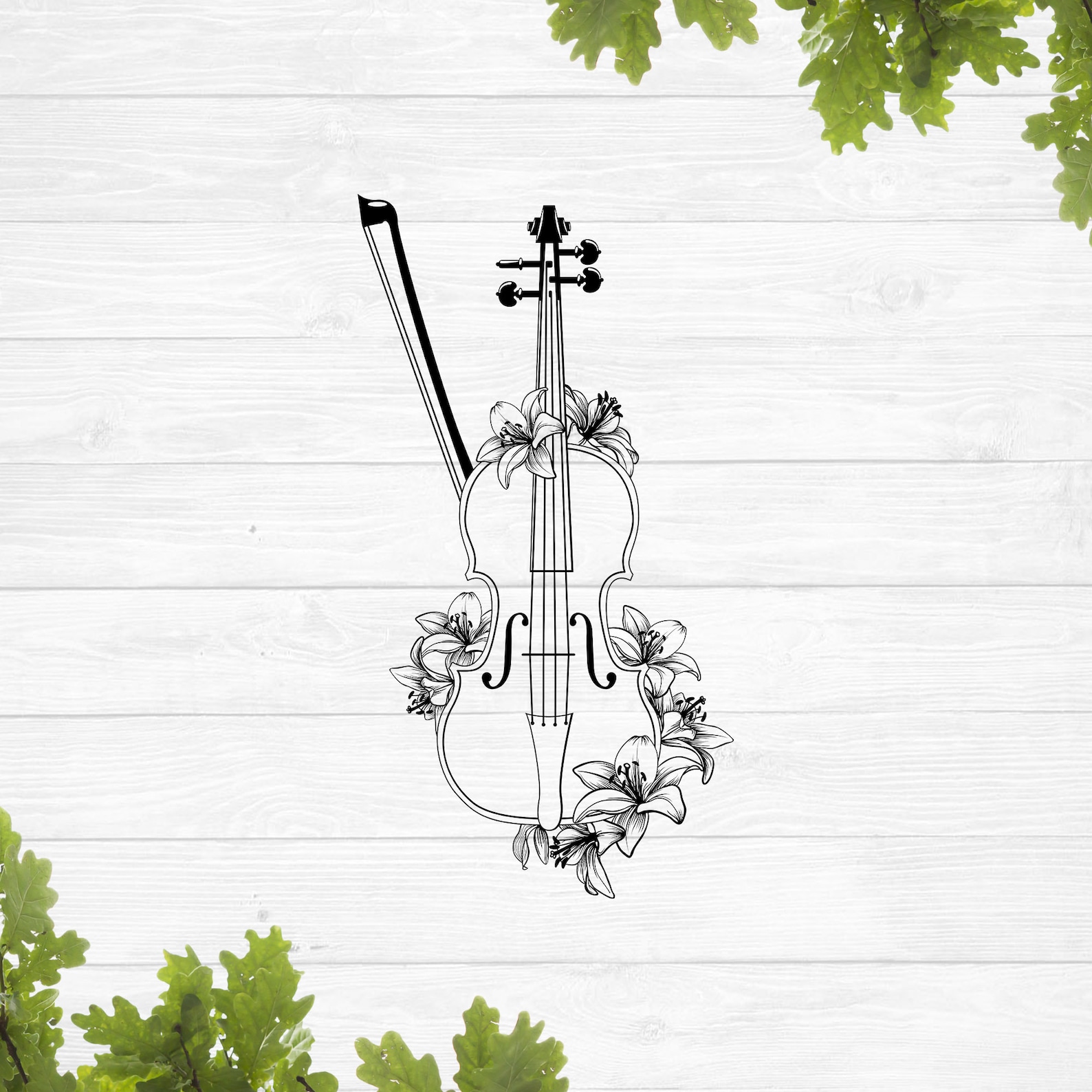SVG, Floral Violin Svg, Violin With Lily Flowers Svg, Violin Png ...