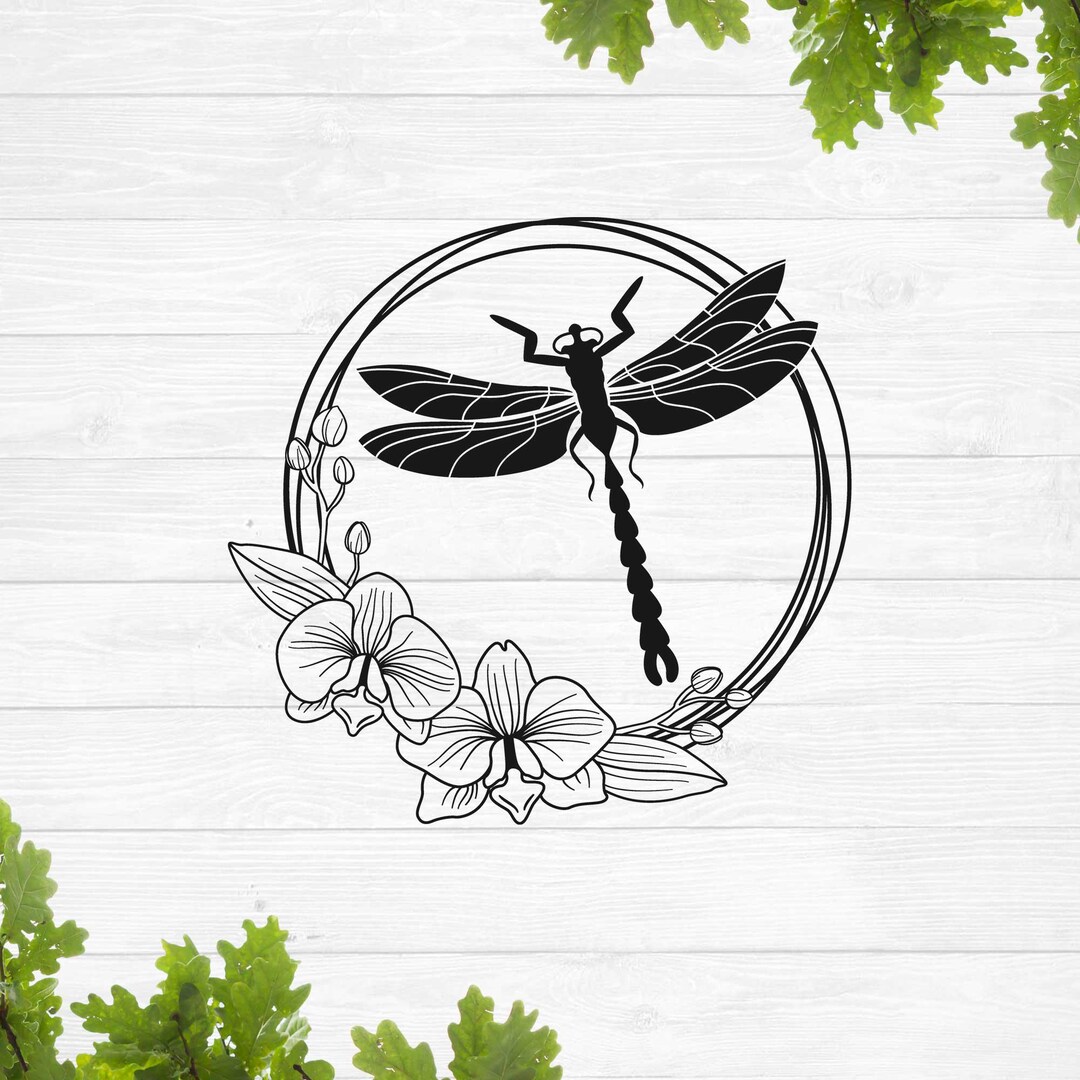 Dragonfly Svg, Floral Dragonfly Svg, Dragonfly With Flowers Svg ...