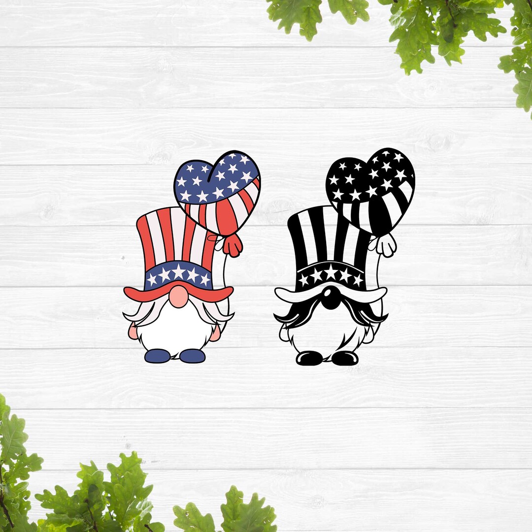 4th of July Gnomes Svg, Gnome With Balloon Svg, USA Gnome Svg ...