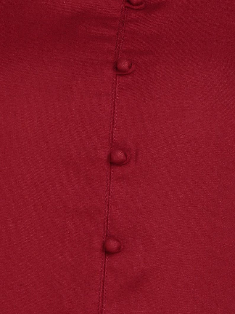 Maroon Indian Tunic Top: Elegant Mandarin Collar Kurti - Etsy