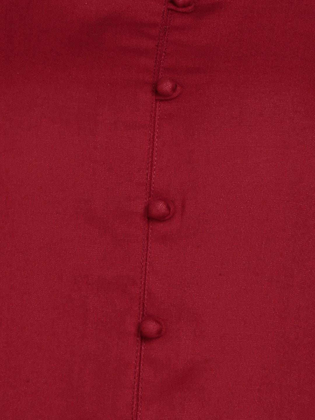 Maroon Indian Tunic Top: Elegant Mandarin Collar Kurti - Etsy