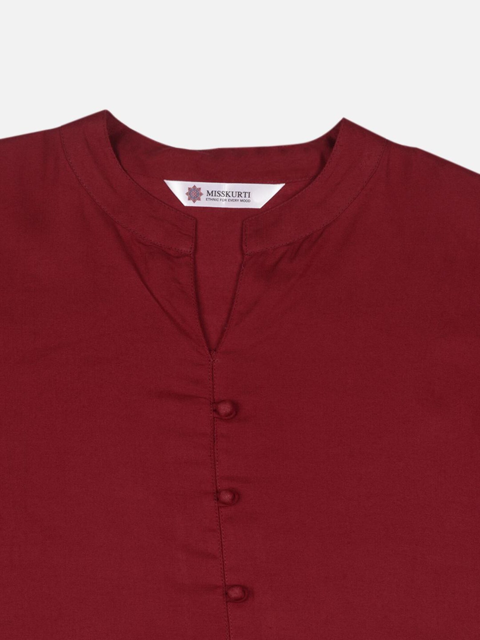 Maroon Indian Tunic Top: Elegant Mandarin Collar Kurti - Etsy