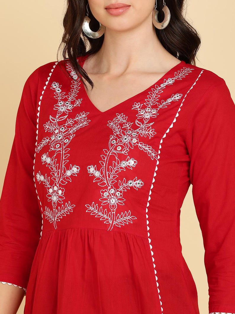 Indian Cotton Tunic With Mirror Work – Ethnic Embroidered Boho Top ...