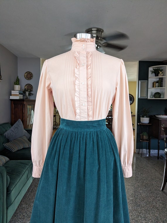 Vintage Ruffled Prairie Blouse, Large, Pastel Pink Hi… - Gem