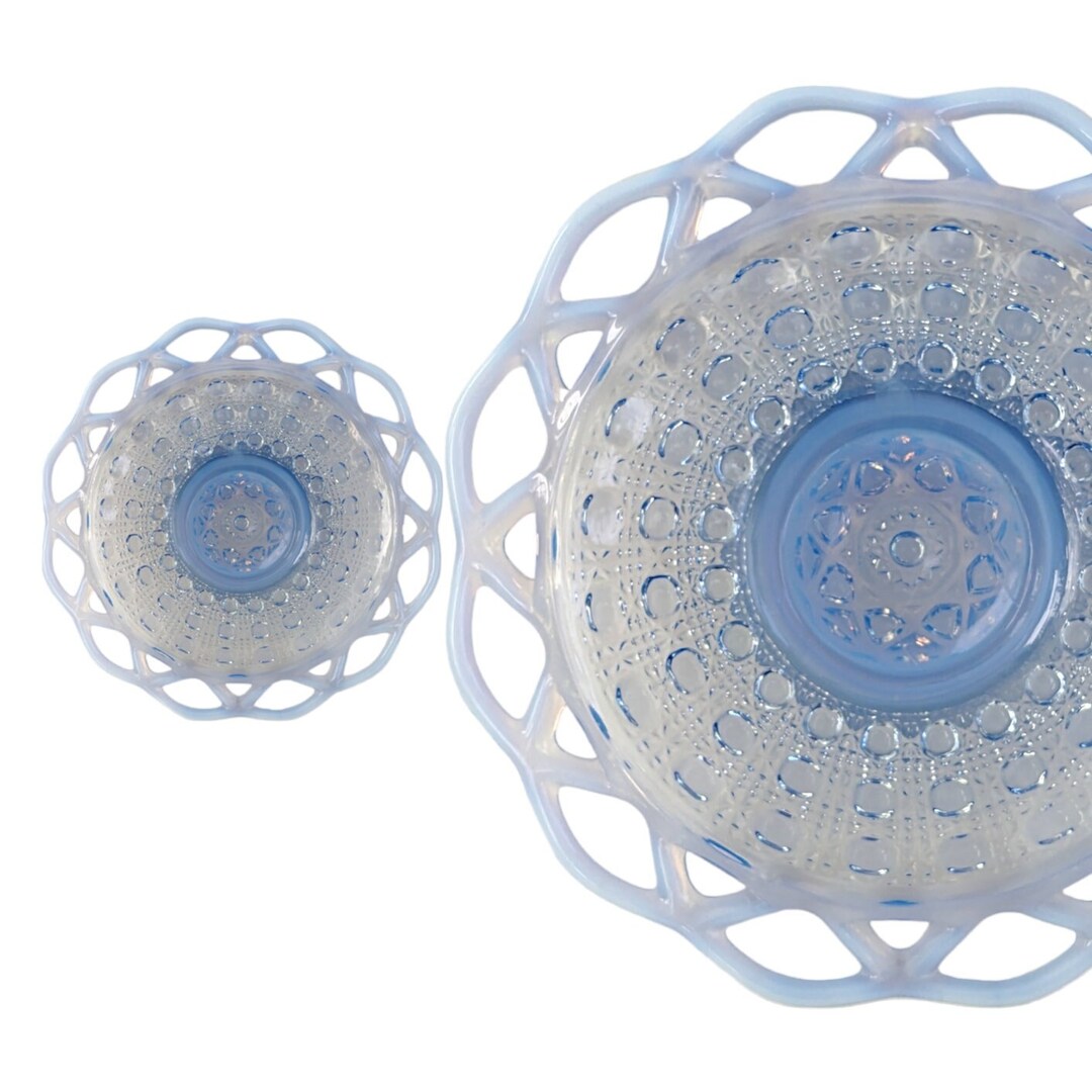 Vintage Blue Depression Glass Plate, Katy Blue Opalescent Laced Edge ...