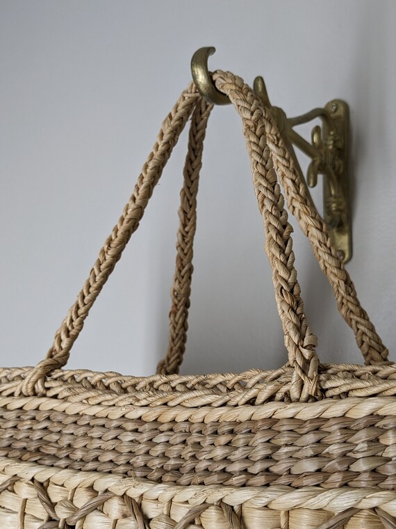 Vintage Straw Basket Bag / 70s Large Structured Woven… - Gem