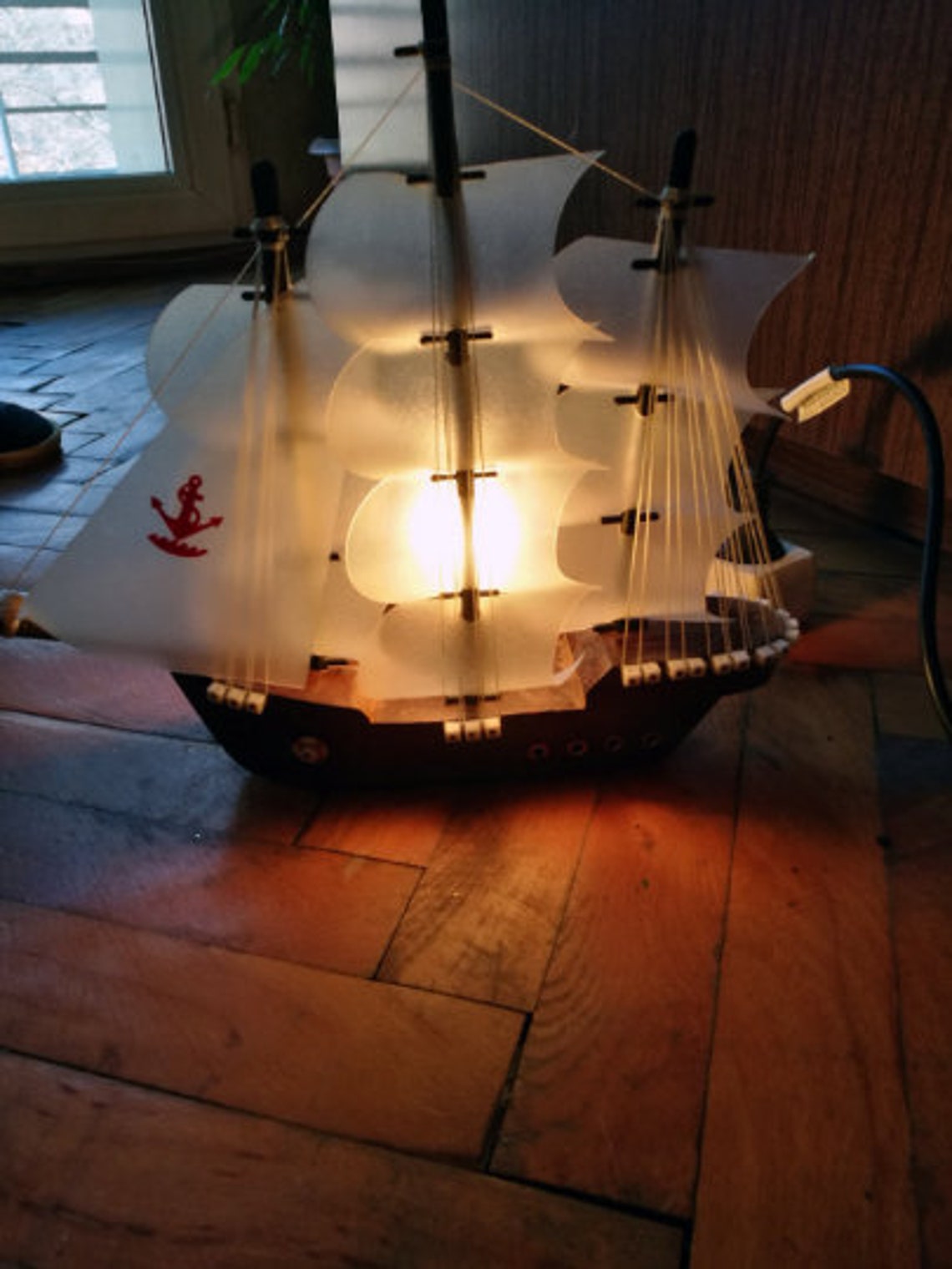 Wooden Ship Lamp Vintage Wooden Sailing Ship Navy Ship Boat - Etsy