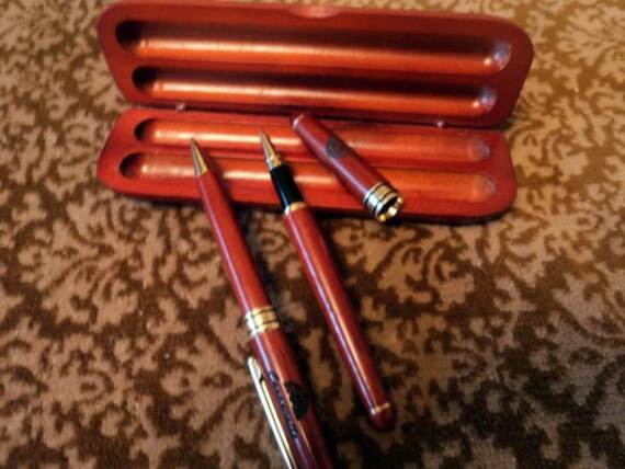 Pen Antique Pen Set Wood Double Pen Set Engraved Wood Pen - Etsy