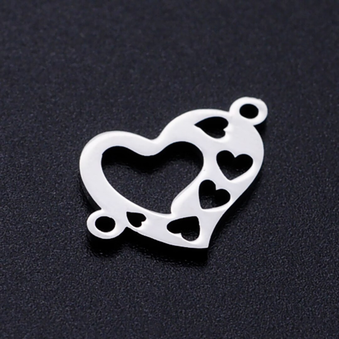 HEART Link Connector With Stainless Steel HEART - Etsy