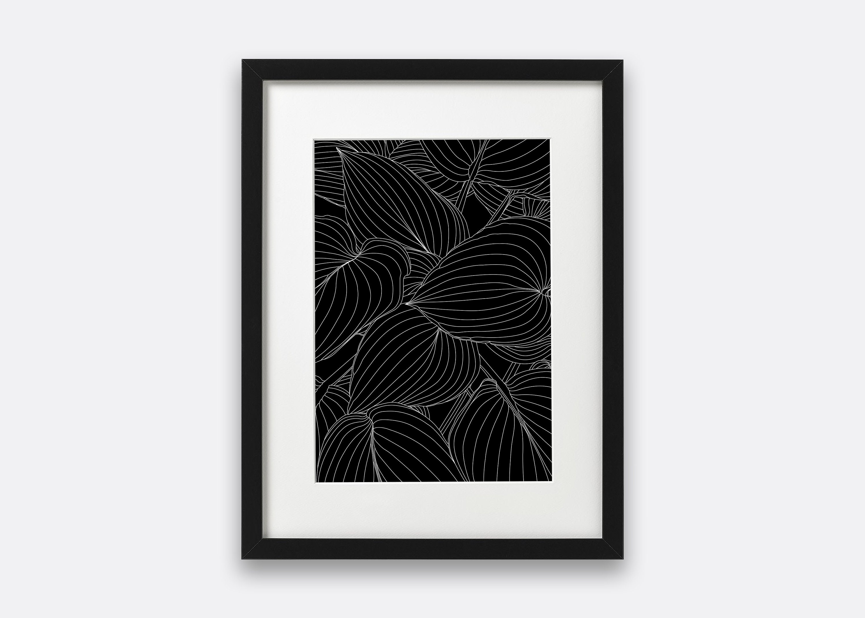 Line Drawing Hosta, Set of Three Minimalist Leaf Prints, A4 Botanical ...