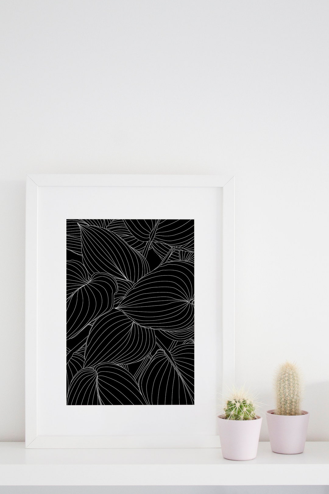Line Drawing Hosta, Minimalist Leaf Print, A4 Botanical Monochrome Wall ...
