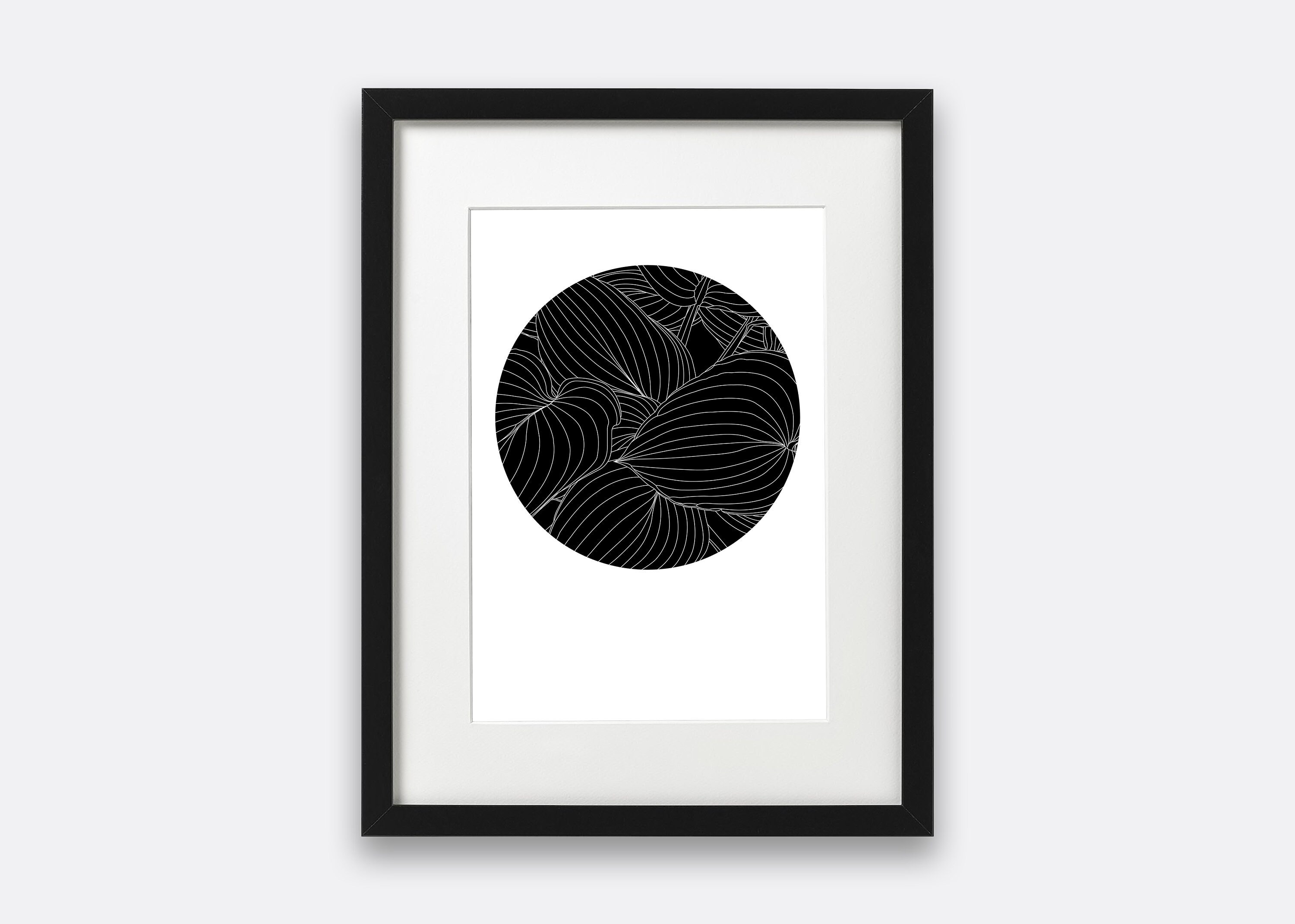 Circle Line Drawing Hosta Minimalist Leaf Print A4 Botanical - Etsy