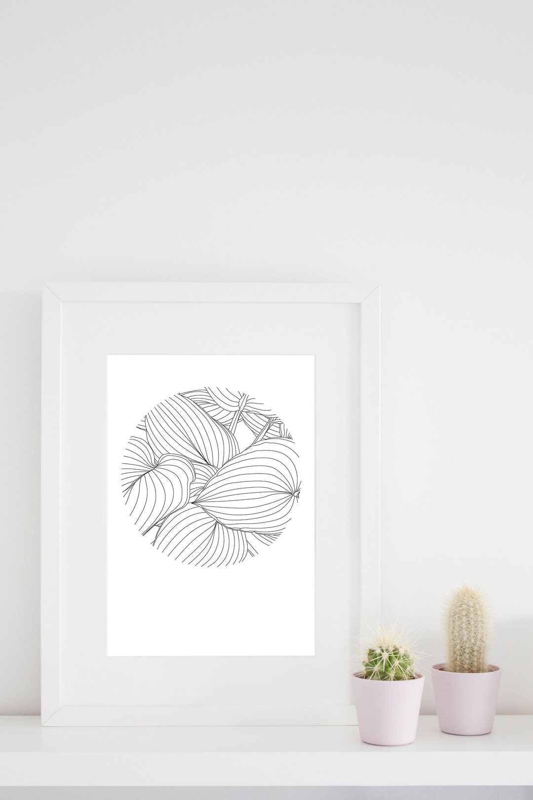 Circle Line Drawing Hosta, Minimalist Leaf Print, A4 Botanical ...
