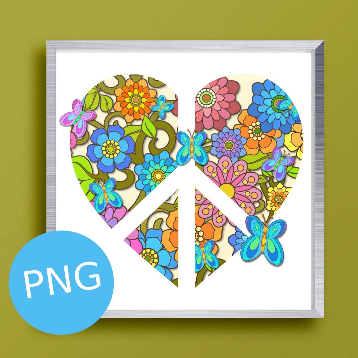 Hippy Flowers Printable, Flower Power, Flower Child, Peace Sign, Peace ...