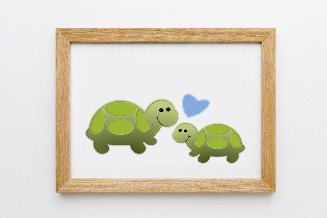 Dos tortugas con corazón azul Impresión digital SVG - Etsy España