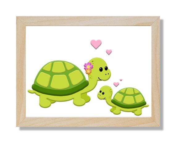 Cute Turtle Family Cute Animal Nursery Clip Art Digital - Etsy