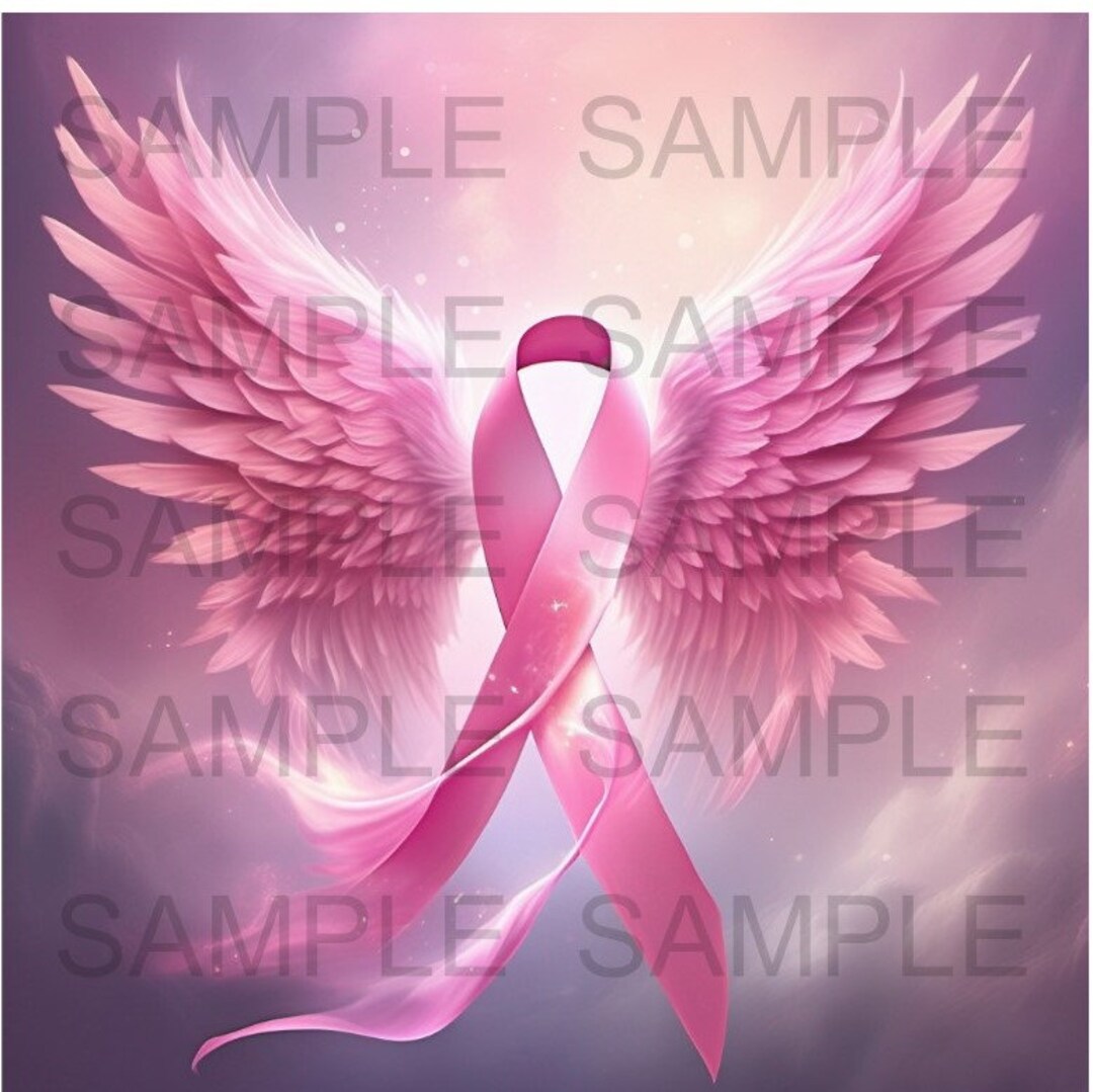 Elegant Pink Breast Cancer Ribbon With Wings - Digital Printable Art ...