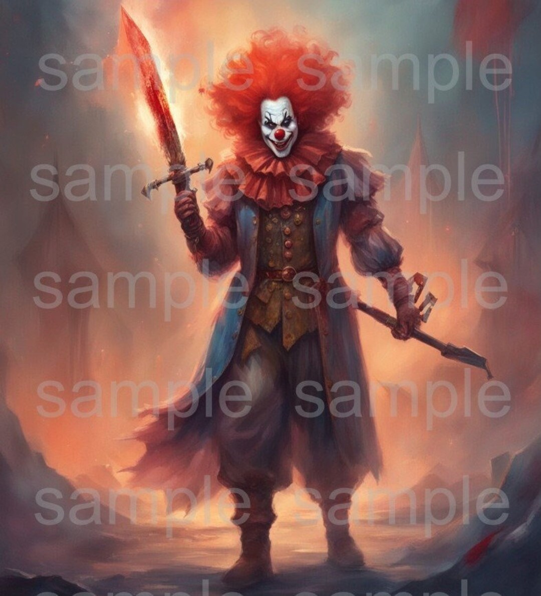 Evil Horror Movie Clown With Weapon Digital Image for Halloween ...