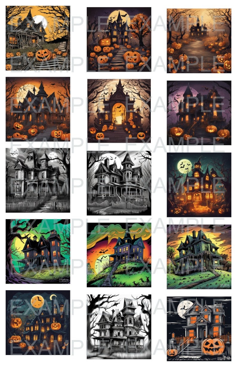 Halloween Haunted Houses,clipart, Halloween, 28 Images Download Pack - Etsy
