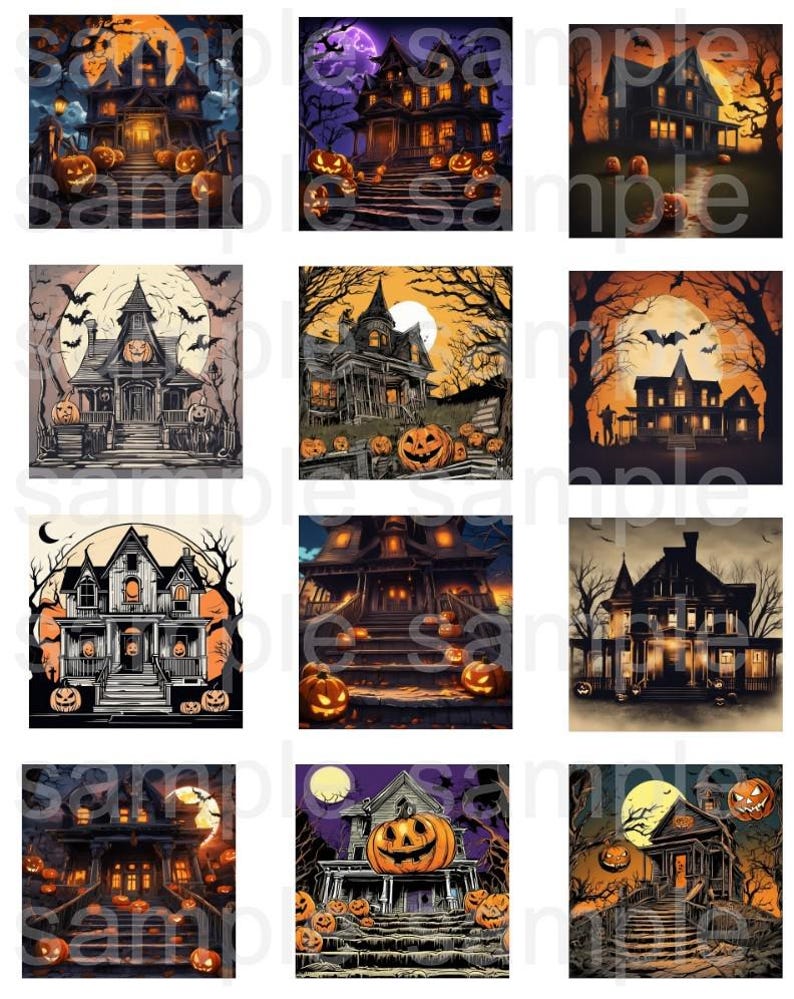 Halloween Haunted Houses,clipart, Halloween, 28 Images Download Pack - Etsy