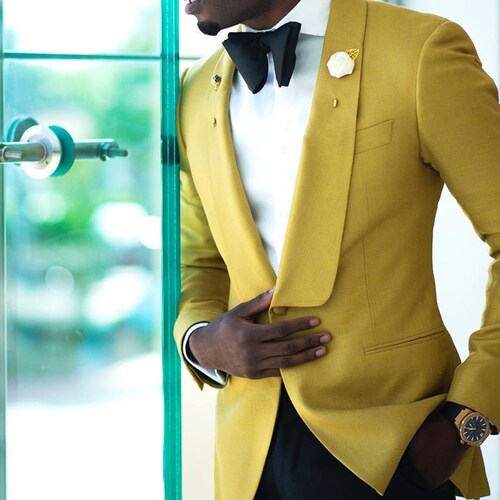 Men Tuxedo Jacket Yellow Slim Fit One Button Dinner Jacket - Etsy