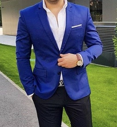 Royal Blue Men Suit Jacket - Etsy