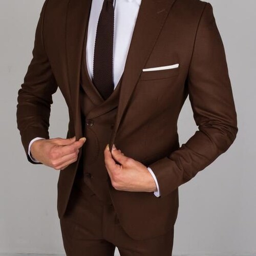Men Suits Black 3 Piece Slim Fit One Button Wedding Groom Etsy
