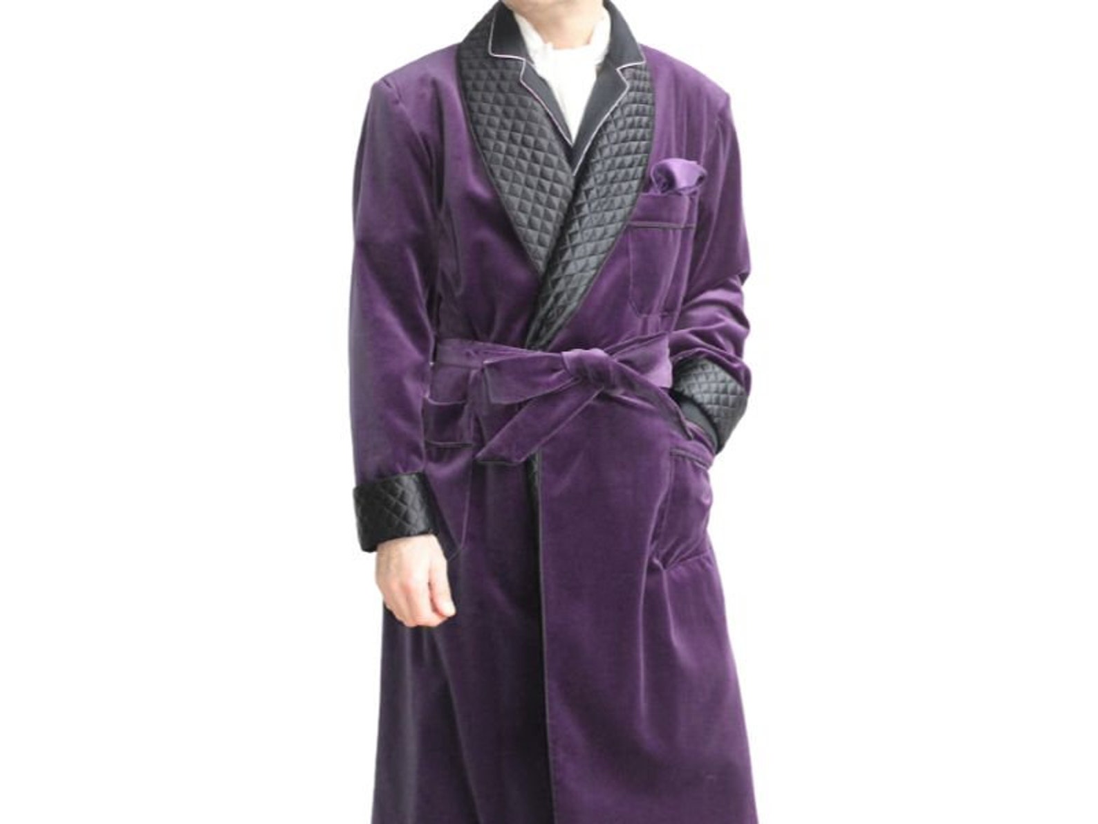 Long Smoking Jacket Men Purple Velvet Long Smoking Coat - Etsy