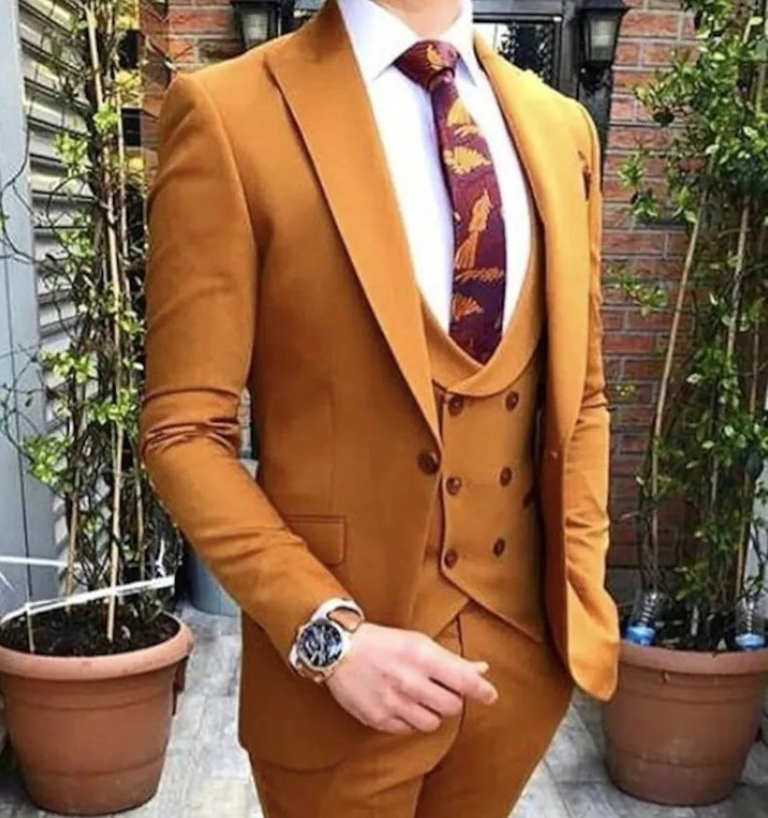 MEN MUSTARD SUITS 3 Piece Formal Fashion Stylish Designer Slim - Etsy