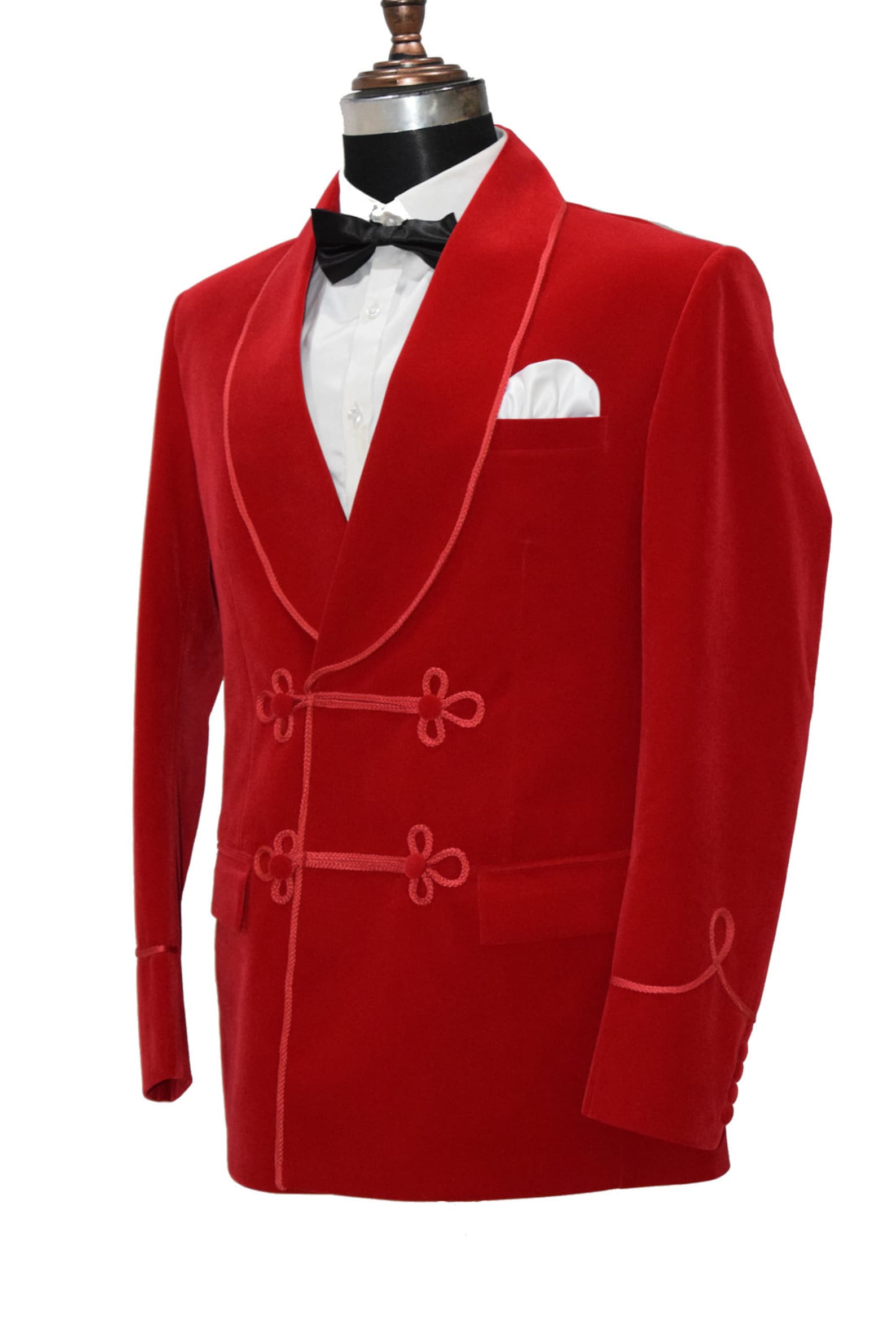 Men Red Vintage Smoking Jacket Velvet Blazer Double Breasted - Etsy
