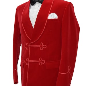 Men Red Vintage Smoking Jacket Velvet Blazer Double Breasted - Etsy