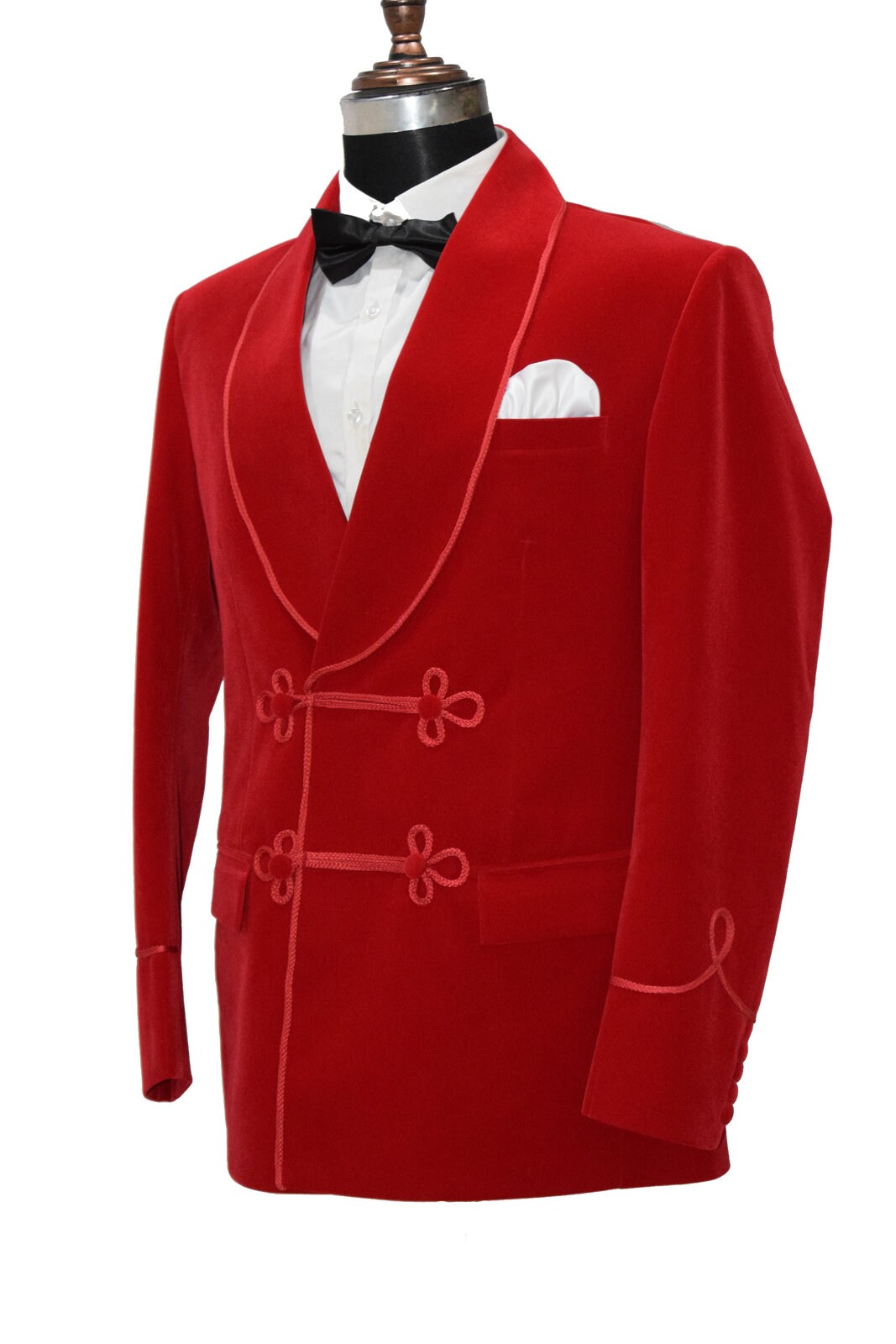 Men Red Vintage Smoking Jacket Velvet Blazer Double Breasted - Etsy
