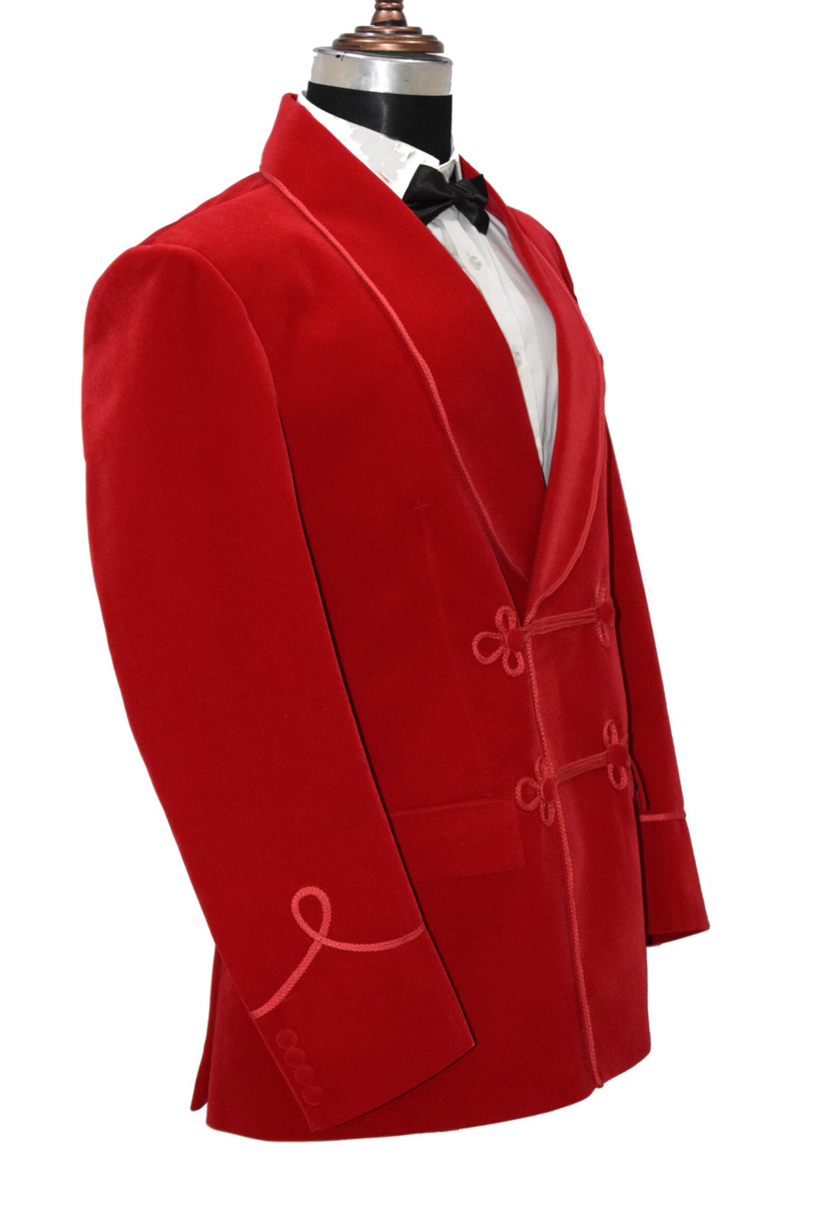 Men Red Vintage Smoking Jacket Velvet Blazer Double Breasted - Etsy