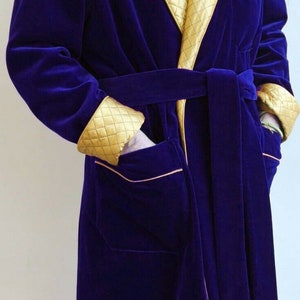 Smoking Jacket Long Smoking Jacket Velvet Quilted Robe Long - Etsy