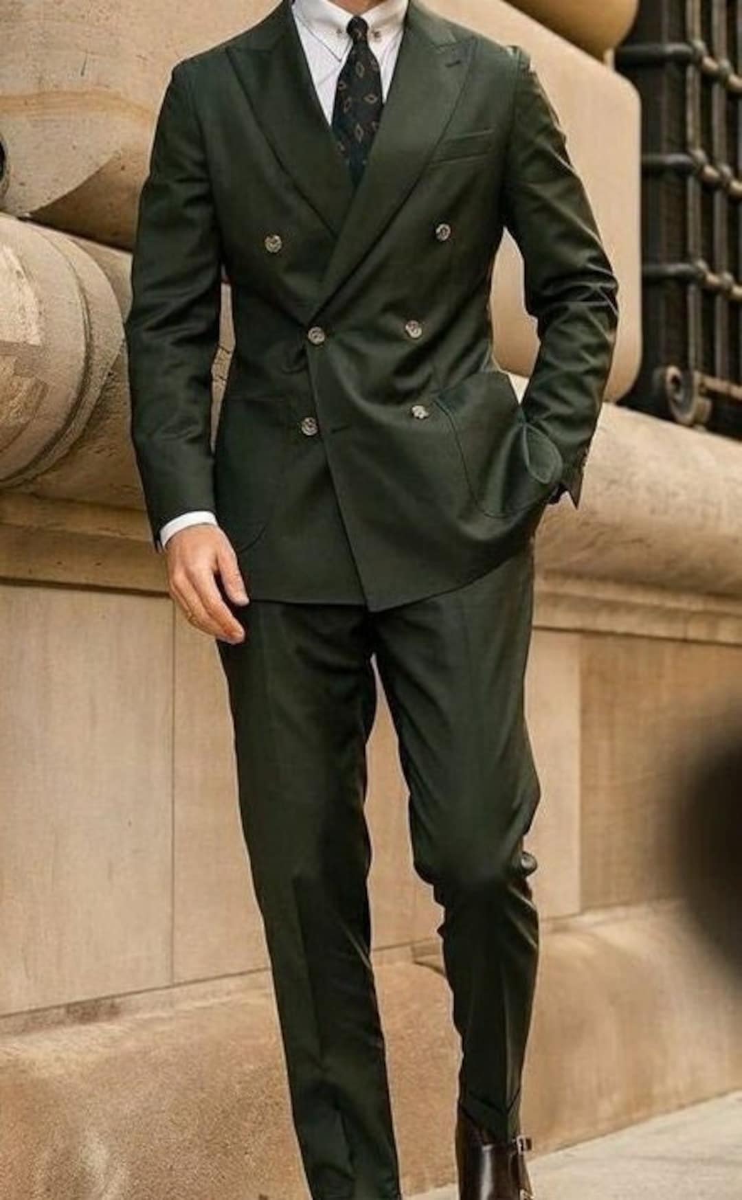 Men Green Double Breasted 2 Piece Suit/ Slim Fit Green Wedding - Etsy