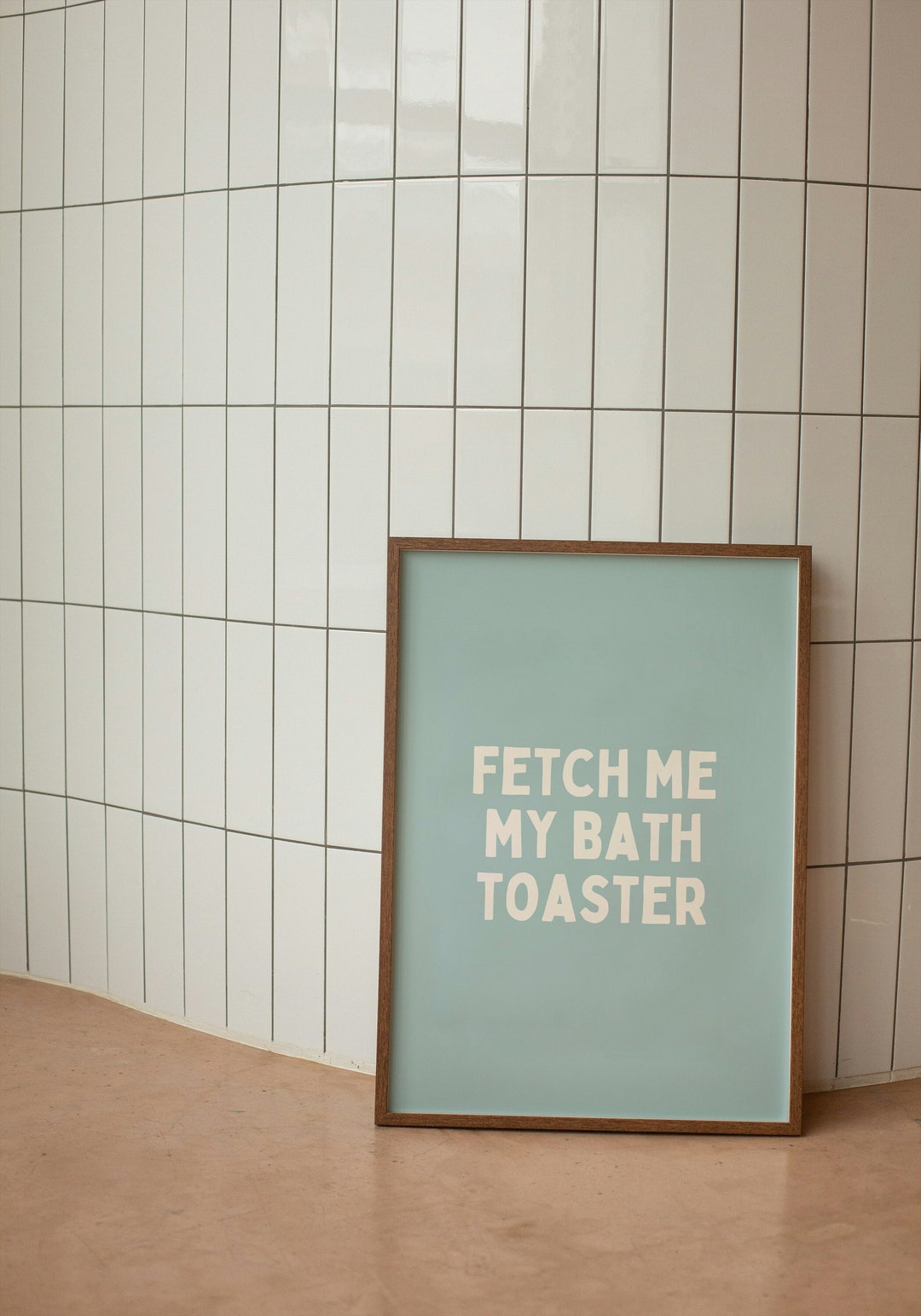 Fetch Me My Toaster Bath Seafoam and Cream Art Print - Etsy