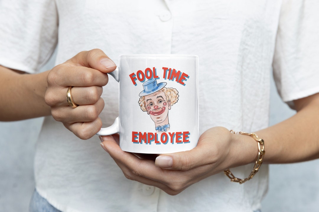 Fool Time Employee Red and Blue Ceramic Mug - Etsy