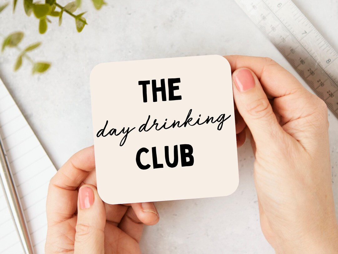 The Day Drinking Club Black and Cream Coaster - Etsy