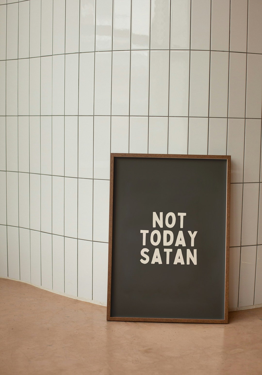 Not Today Satan Charcoal and Cream Art Print - Etsy