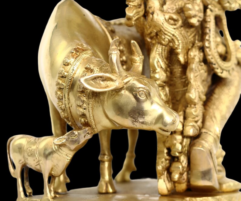 22inchesbrass Krishna Cow Statue Brass Decor Murti - Etsy