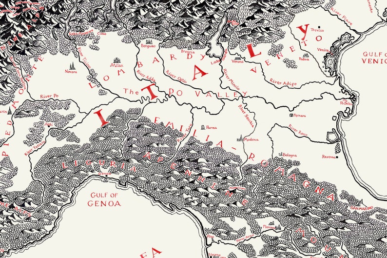 The Alps Map Inspired by Tolkien Carte Des Alpes Mappa Delle Alpi Karte ...