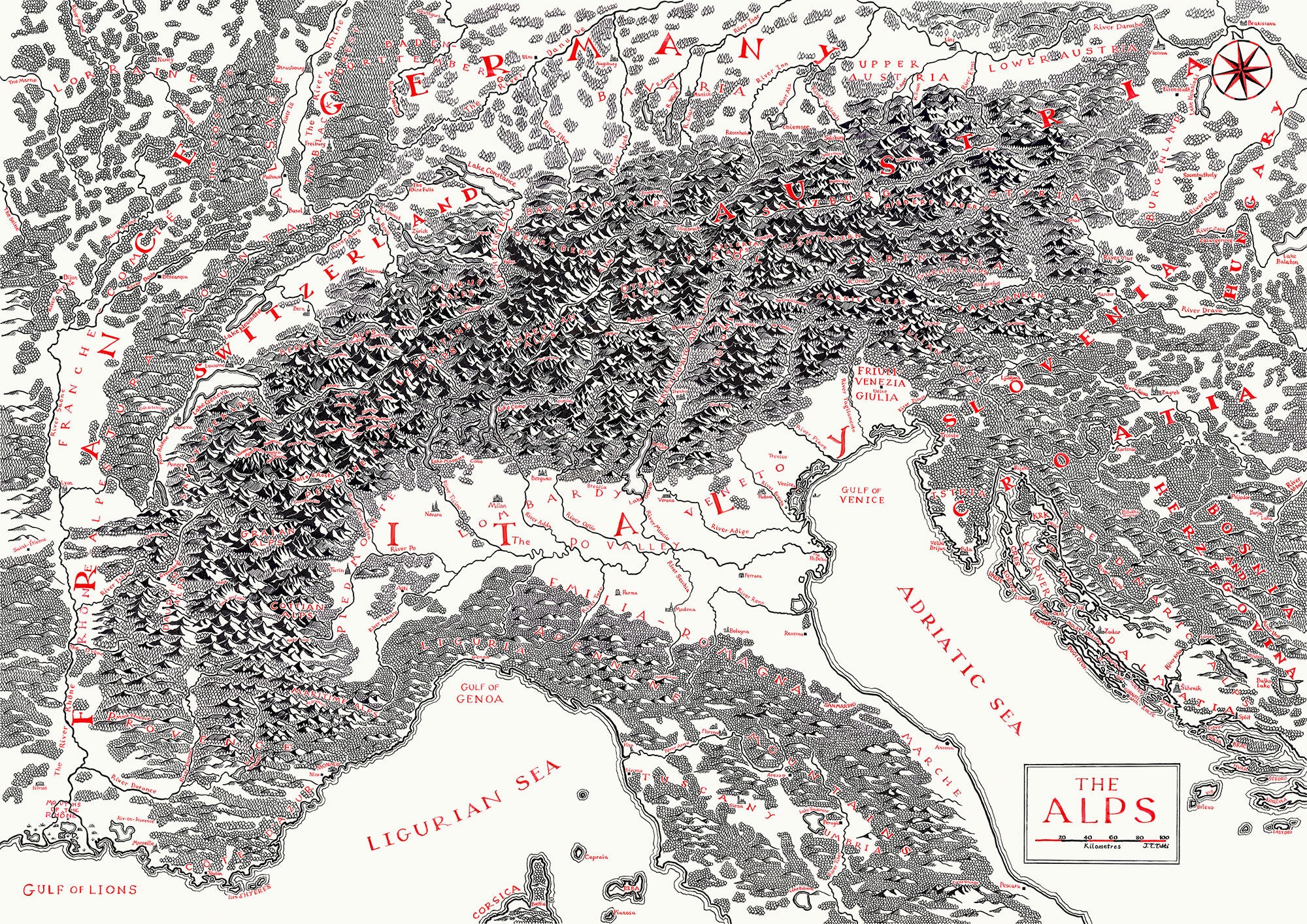 El mapa de los Alpes inspirado en Tolkien / Carte des Alpes / / Mappa ...