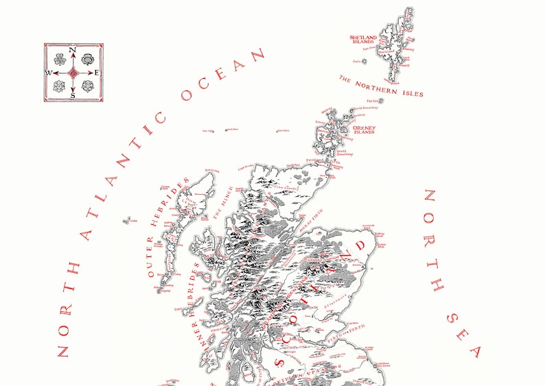 United Kingdom & Ireland Map Inspired by Tolkien • Fine Art Print by ...
