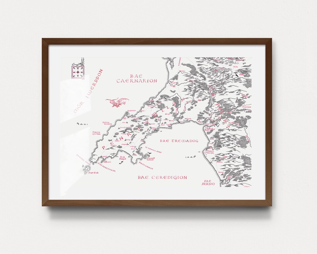 Penrhyn Llŷn Llyn Peninsula Map Inspired by Tolkien • Fine Art Print by ...
