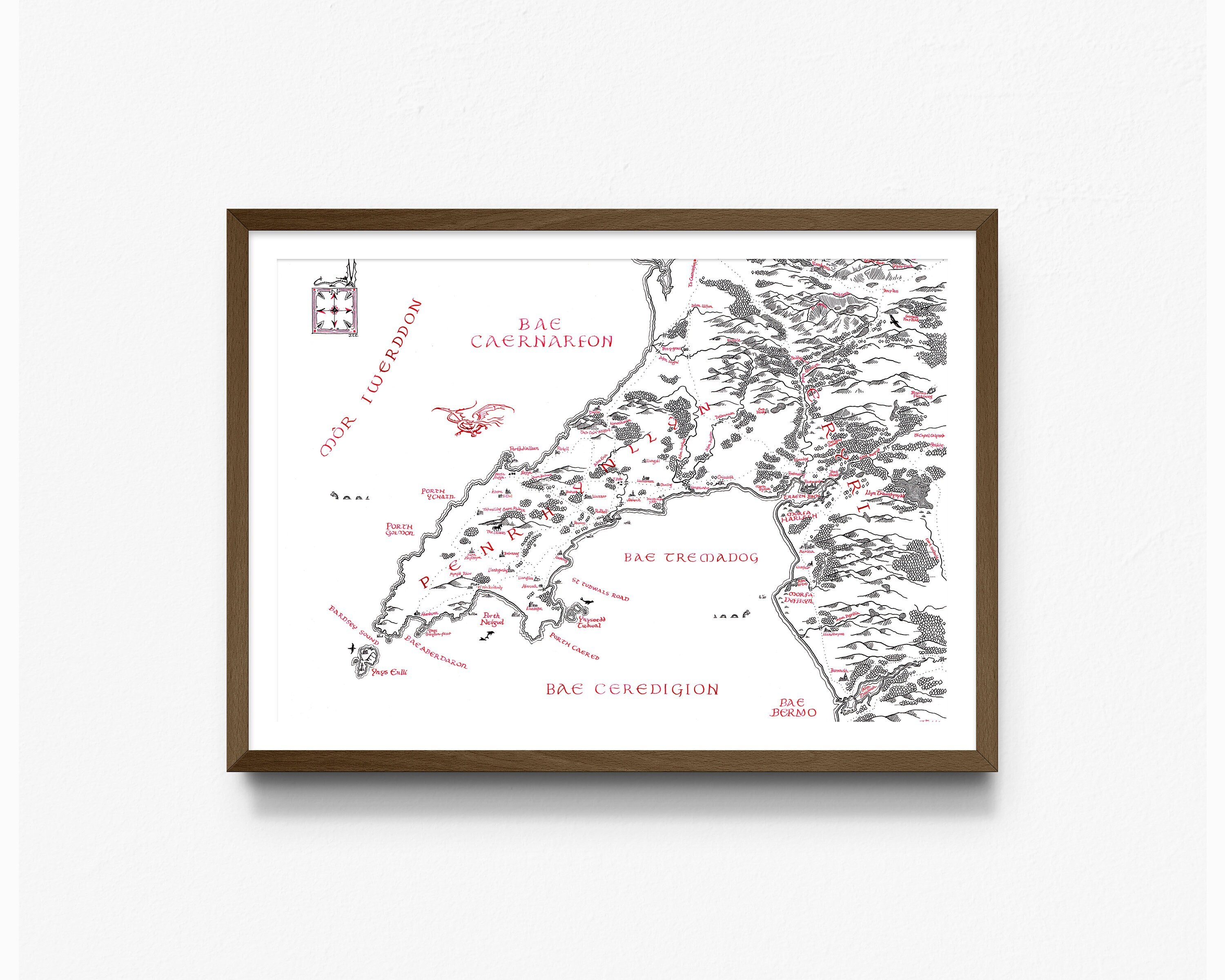 Penrhyn Llŷn Peninsula Map Inspired by Tolkien - Etsy UK