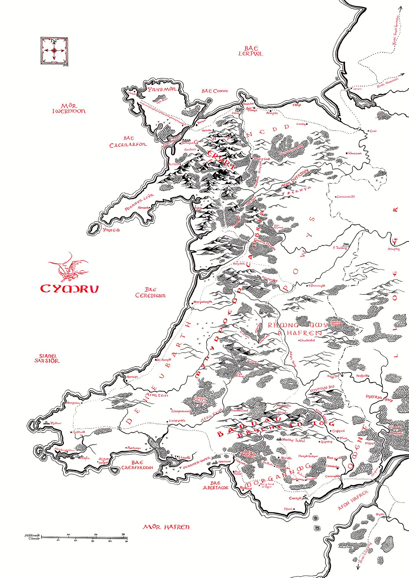 Cymru Map Inspired by Tolkien - Etsy UK