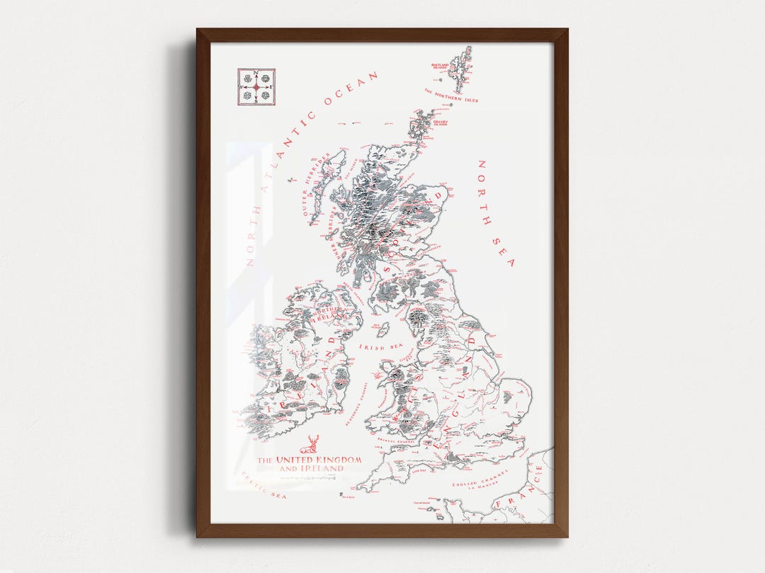 United Kingdom & Ireland Map Inspired by Tolkien • Fine Art Print by ...