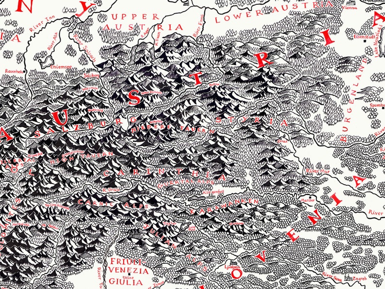The Alps Map Inspired by Tolkien Carte Des Alpes Mappa Delle Alpi Karte ...